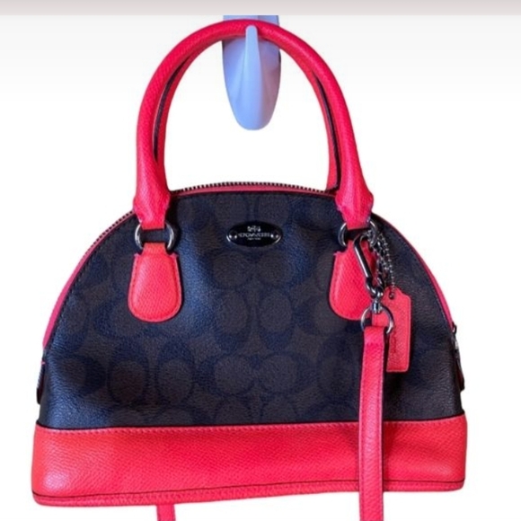 Coach | Bags | Coach Red And Black Satchel Bag With Structured Design ...